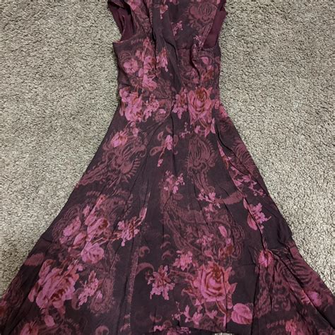 Vivre Mini Dress Burgundy Paisley Depop