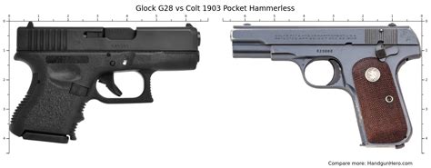 Glock G Vs Colt Pocket Hammerless Size Comparison Handgun Hero