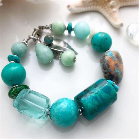 Браслет «Бирюзовый блюз в интернет магазине на Ярмарке Мастеров Браслет из бусин Москва