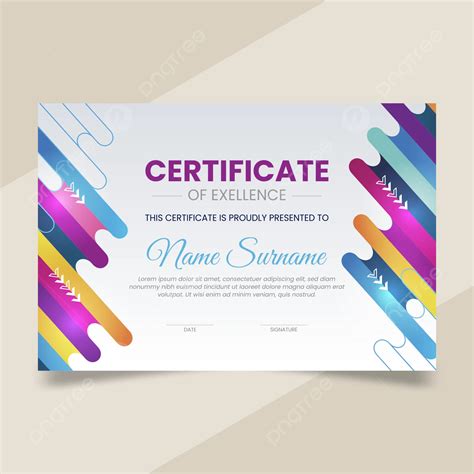 그라디언트 인증서 템플릿 벡터 템플릿 Psd 다운로드 디자인 자료 다운로드