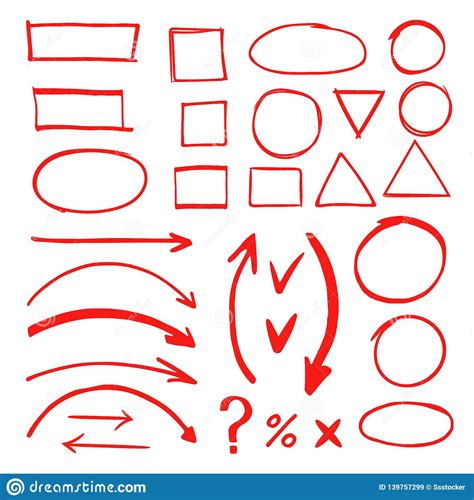 Marker Hand Drawn Chart Mind Map Doodle Elements Stock Image