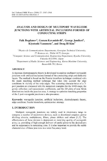 Pdf Analysis And Design Of Multiport Waveguide Junctions With Artificial Inclusions Formed Of