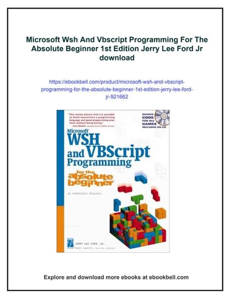 Microsoft Wsh And Vbscript Programming For The Absolute Beginner 1st Edition Jerry Lee Ford Jr Pdf