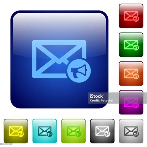 Mail Reading Aloud Color Square Buttons Stock Illustration Download