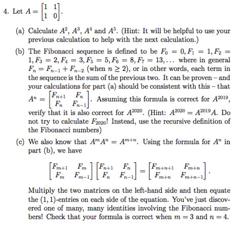 solved 4 let a [1 17 a calculate a² a3 a4 and a