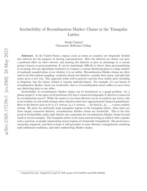 Pdf Irreducibility Of Recombination Markov Chains In The Triangular