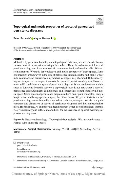 Topological And Metric Properties Of Spaces Of Generalized Persistence
