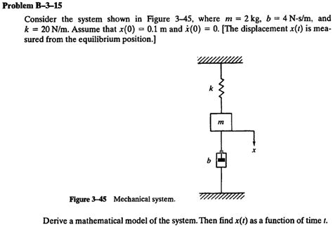 Problem B 3 15 Consider The System Shown In Figure 3 45 Where M 2 Kg B 4 N Sm And K 20 Nm Assume