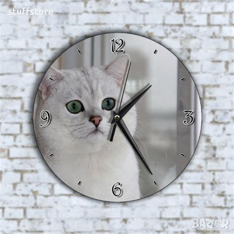 Стенен Часовник Бяло Коте със Сини Очи в Стенни часовници в гр Пловдив Id40305385 — Bazar Bg