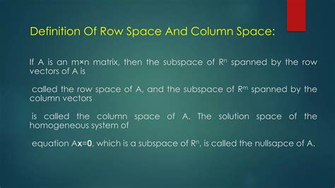 Row Space Column Space Null Space And Rank Nullity And Rank Nullity