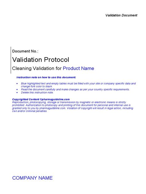 Validation Protocol Sample Download Free Pdf Water Dose