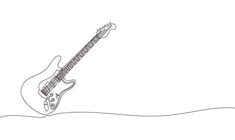 One Continuous Line Of Electric Guitar Simple Element Illustration
