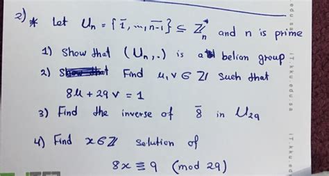 solved let u n {1 m n 1 z n and n is prime show