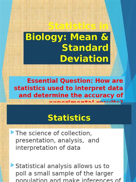Statistics In Biology Part 1 Mean And Standard Deviation Web Pdf