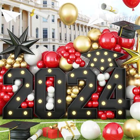 Paeyeq Black Light Up Number Marquee 2024 Large 2024 Numbers For