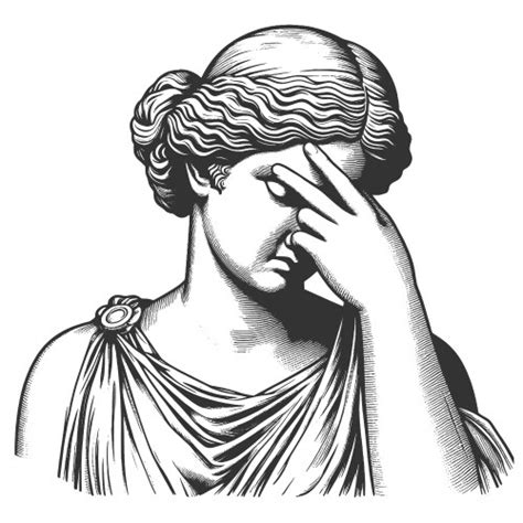 Facepalming Cherub Engraving Royalty Free Vector Image