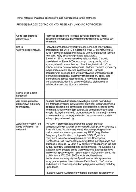 Referat Bankowość Temat Referatu Płatności Zbliżeniowe Jako Nowoczesna Forma Płatności