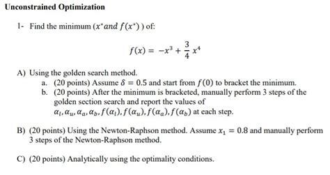 unconstrained optimization 1 find the minimum x and