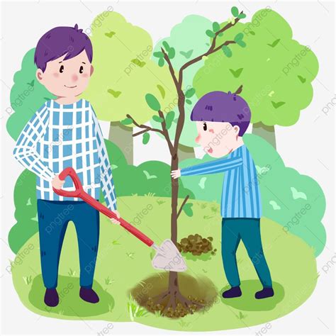 يوم الشجرة التوضيح الطابع مجرفة ،،،، زراعة الأشجار الرمادي والاخضر