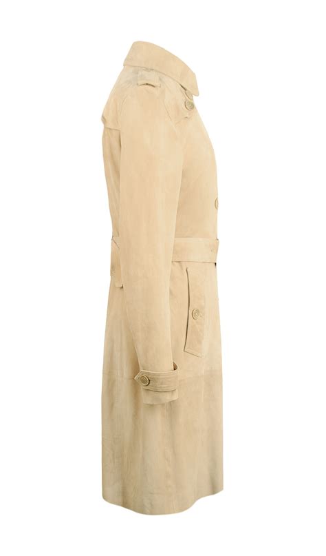 Замшевый бежевый тренч Burberry