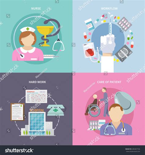 Nurse Workflow Design Concept Set Care Stock Vector Royalty Free 285467726 Shutterstock