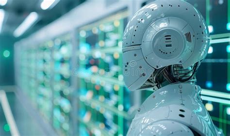 Advanced Robot In Futuristic Data Center Stock Illustration Illustration Of Science Server