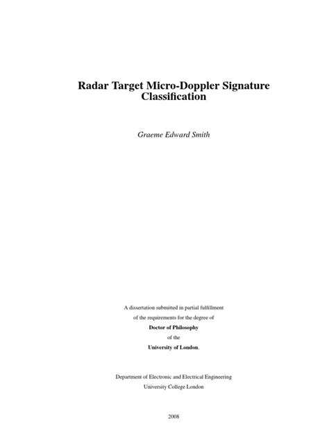 Radar Target Micro Doppler Signature Classification Pdf Radar Spectral Density