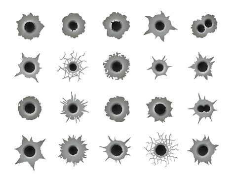 Bullet Holes Gun Shot Ragged Marks Gunshot Bullethole Damage Weapon