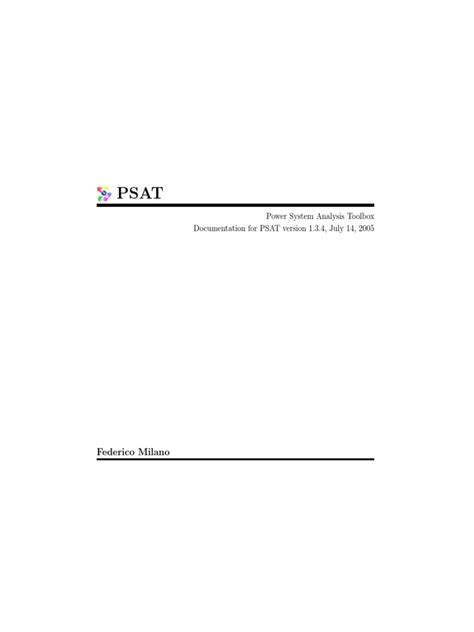 Psat 1 3 4 Pdf Electric Power Transmission Matlab
