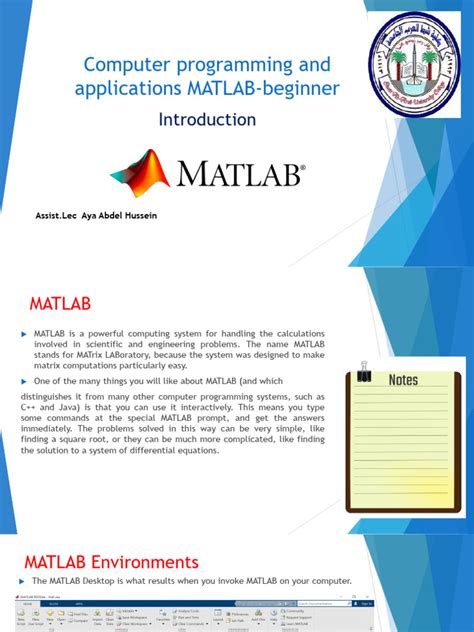 Computer Programming and Applications MATLAB-beginner | PDF | Matrix (Mathematics) | Matlab