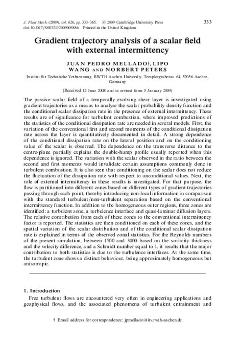 Pdf Gradient Trajectory Analysis Of A Scalar Field With External Intermittency Lipo Wang