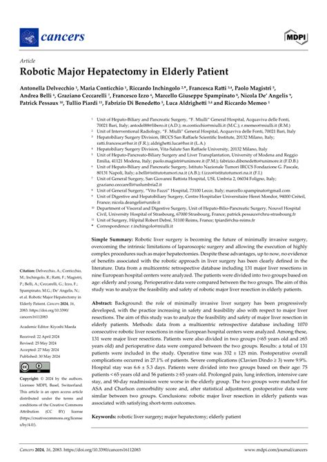 Pdf Robotic Major Hepatectomy In Elderly Patient