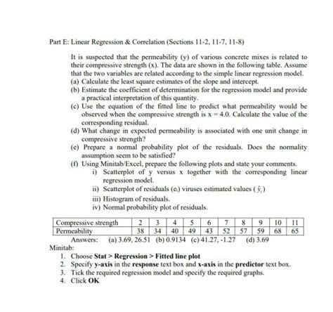 Solved Part E Linear Regression And Correlation Sections