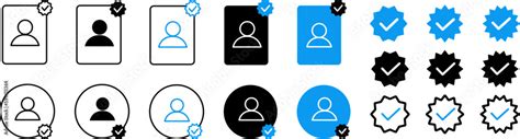 Verified Badge Profile Set Verification Icons Of Social Media Account