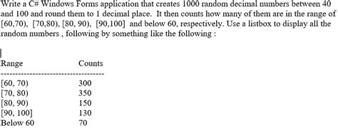Solved Write A C Windows Forms Application That Creates Chegg