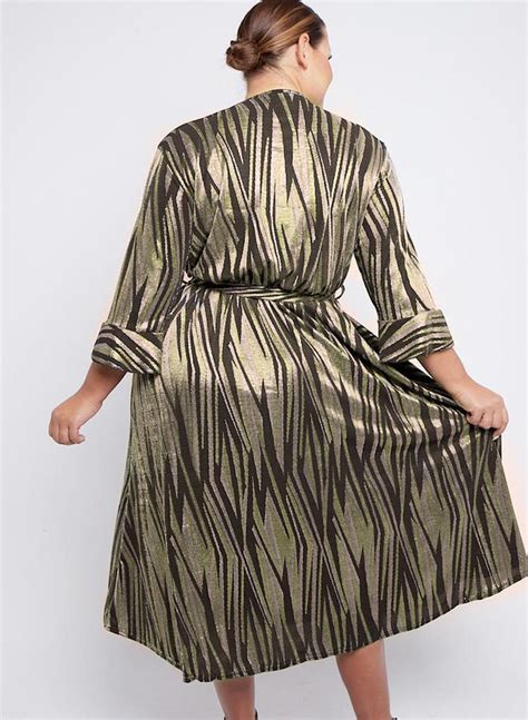 Golden Swirl Pocket Kjóll Curvy And Stout
