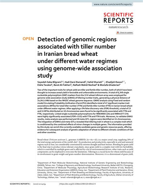 Pdf Detection Of Genomic Regions Associated With Tiller Number In