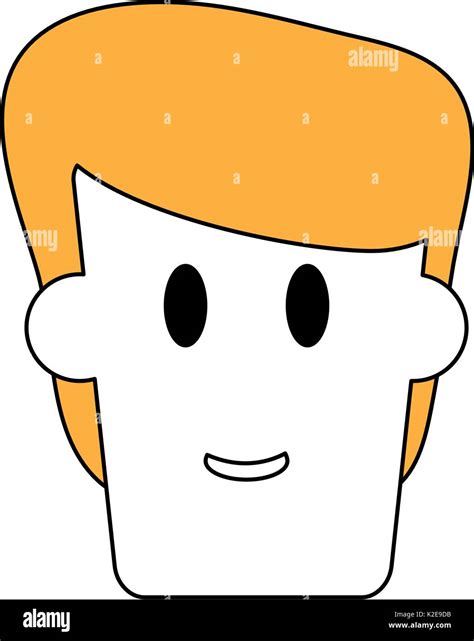 Flat Line Monocromatic Man Head Over White Background Vector
