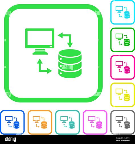 Syncronize Data With Database Vivid Colored Flat Icons In Curved