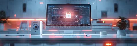 Cybersecurity Illustration Protecting Private Data A Minimalist Approach Stock Illustration