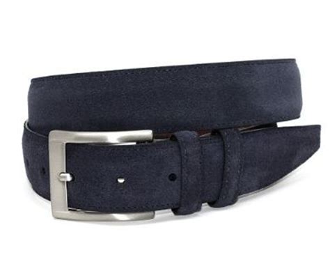 Torino Italian Sueded Calfskin Belt Navy Sherman Brothers Inc