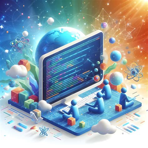 Premium Photo 3d Flat Icon Celestial Coding Concept Scenes Of Coding Sessions With A Celestial