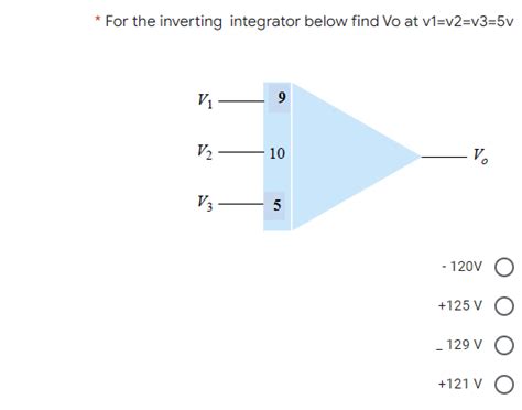 Solved For The Inverting Integrator Below Find Vo At Chegg Com
