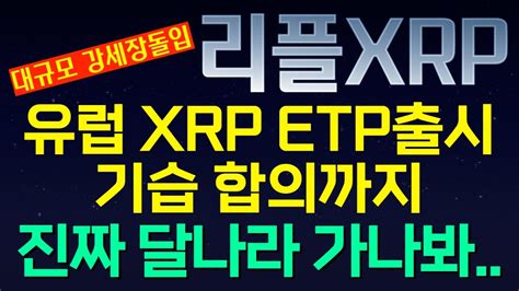 리플 Xrp 유럽 Xrp Etp출시 거기다가 기습합의까지 대폭등 임박 Youtube