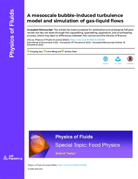 Pdf A Mesoscale Bubble Induced Turbulence Model And Simulation Of Gas
