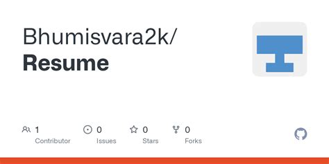GitHub Bhumisvara2k Resume