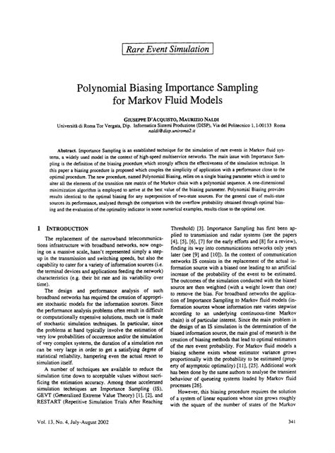 Pdf Polynomial Biasing Importance Sampling For Markov Fluid Models