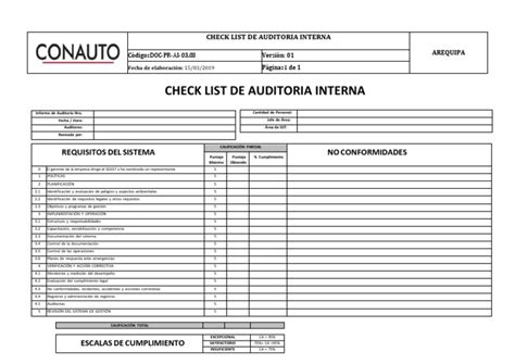 Sst Pr Ai 03 03 Check List De Auditorías Internas Docx Auditoría