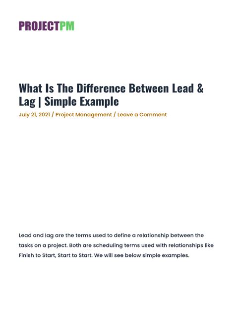 What Is The Difference Between Lead And Lag Pdf