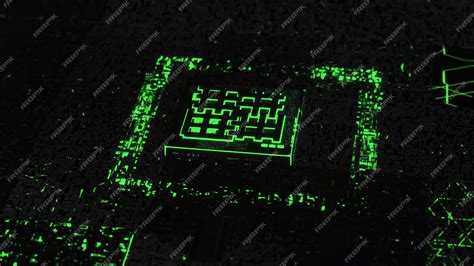 Premium Photo Processor Or Microchip And Electronic Signals On